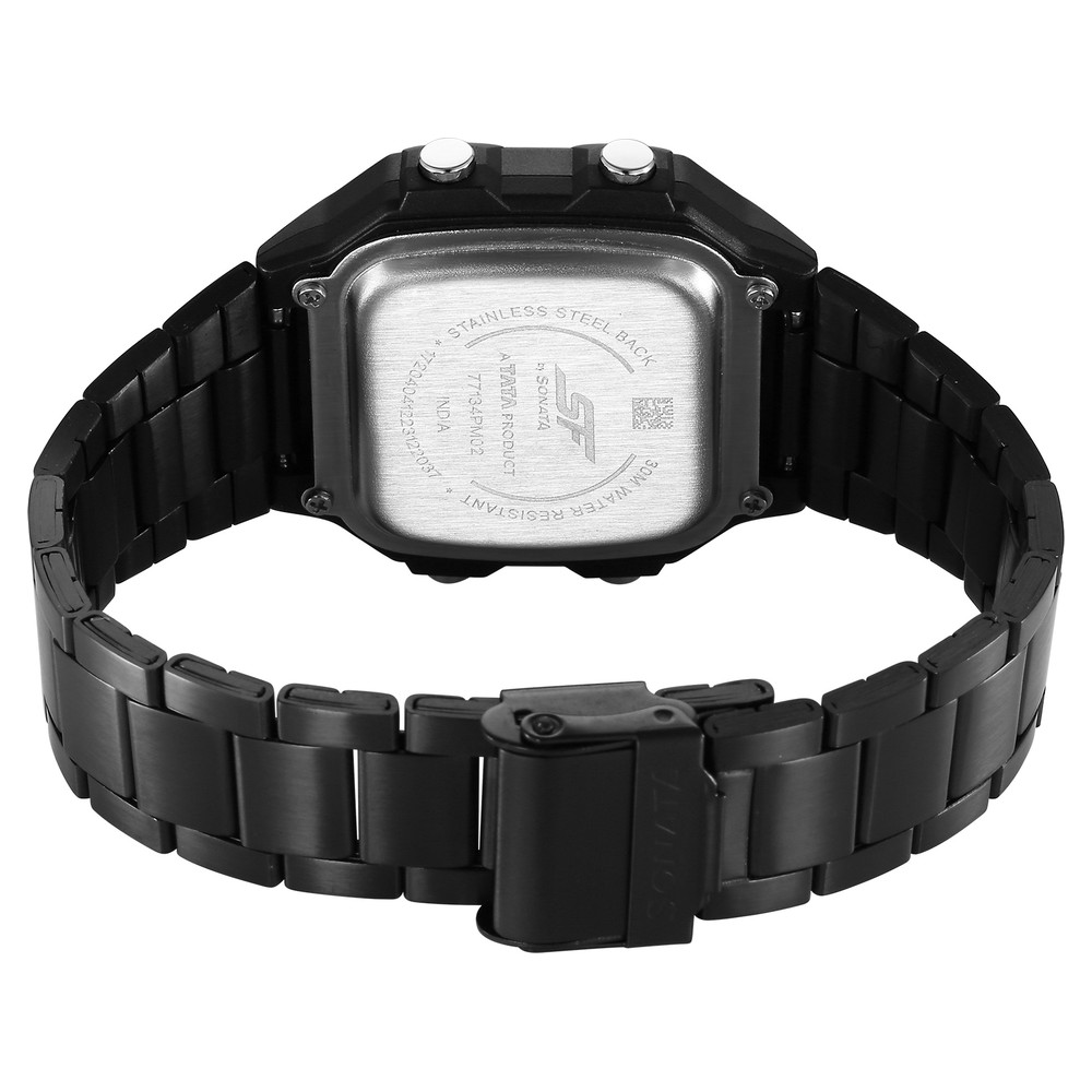 Buy Online SF Digital Dial Black Stainless Steel Strap Watch For Unisex ...