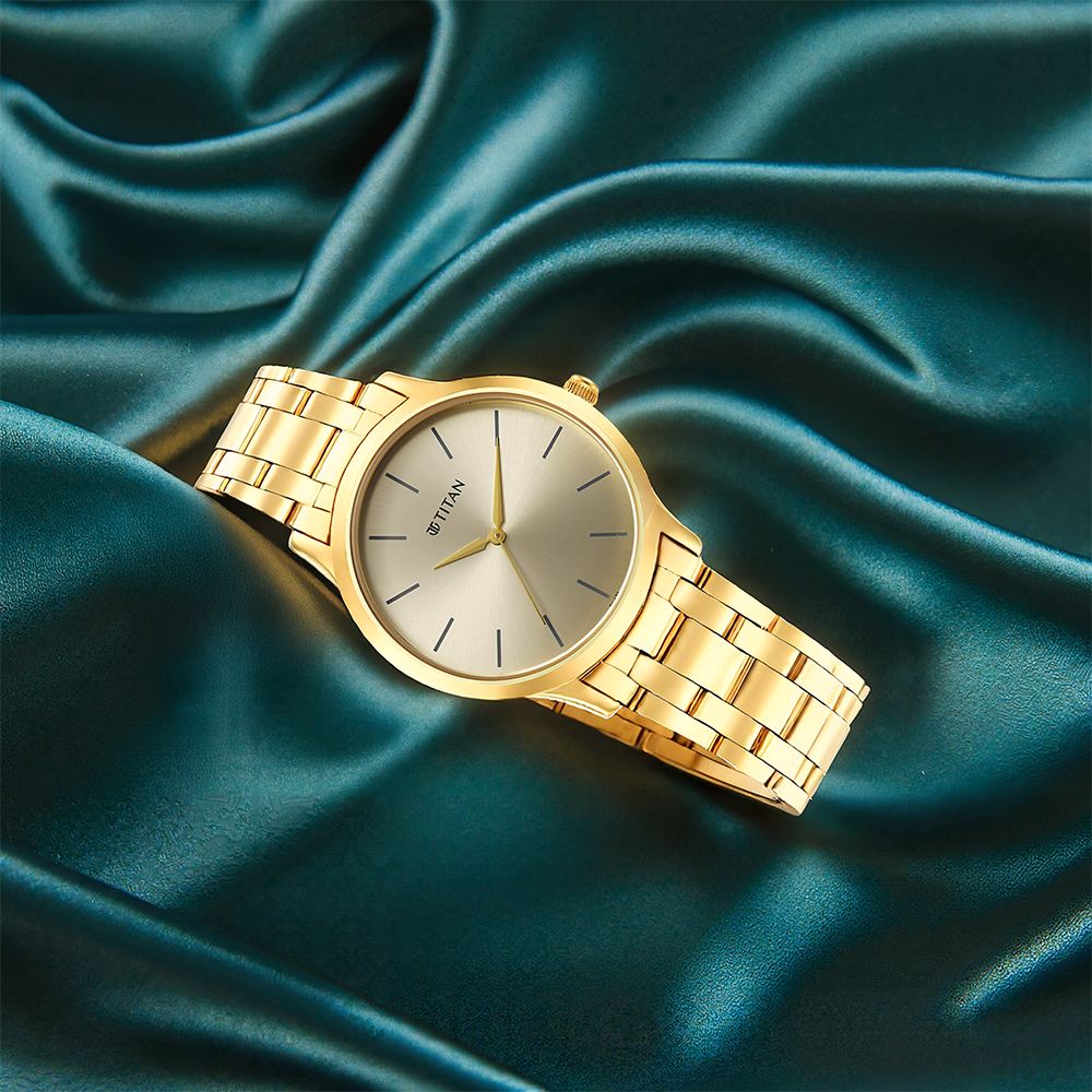 Buy Online Karishma Radiance Champagne Dial Analog Watch for Men ...