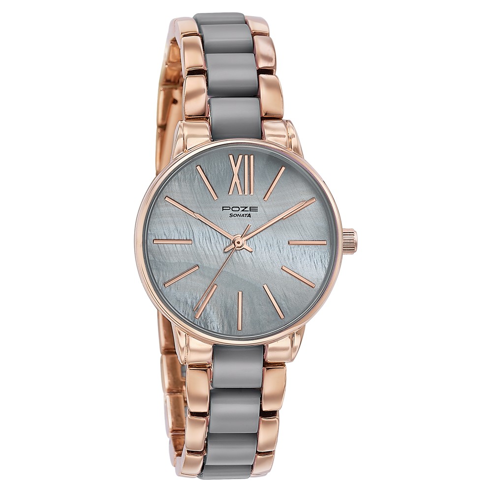 Buy Online Sonata Poze Quartz Analog Green Dial Metal Strap Watch For ...