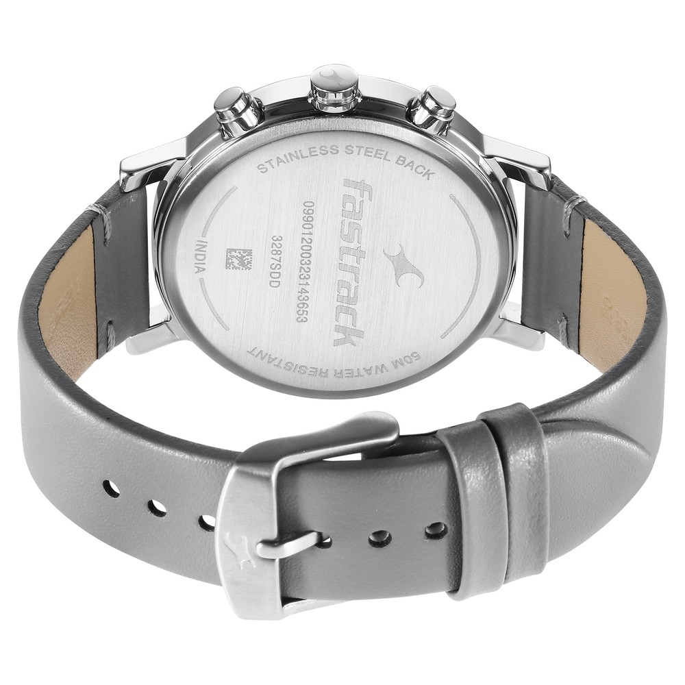 Buy Online Fastrack Kronos Multifunction Grey Dial Leather Strap Watch ...