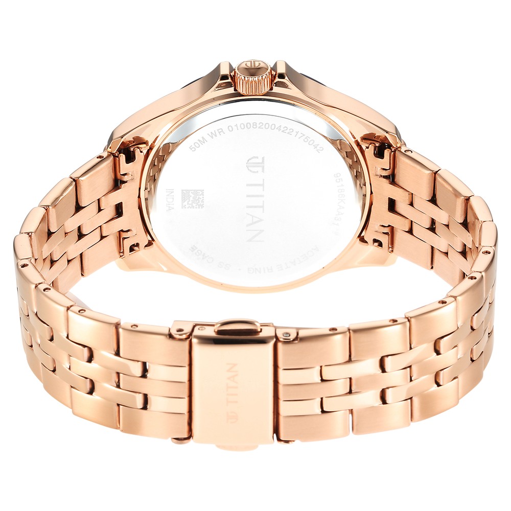 Buy Online Titan Purple Acetate Black Dial Women Watch With Stainless ...