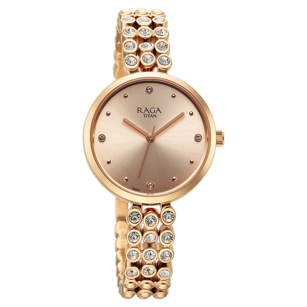 Buy Online Titan Raga Showstopper Quartz Analog Rose Gold Dial Metal ...