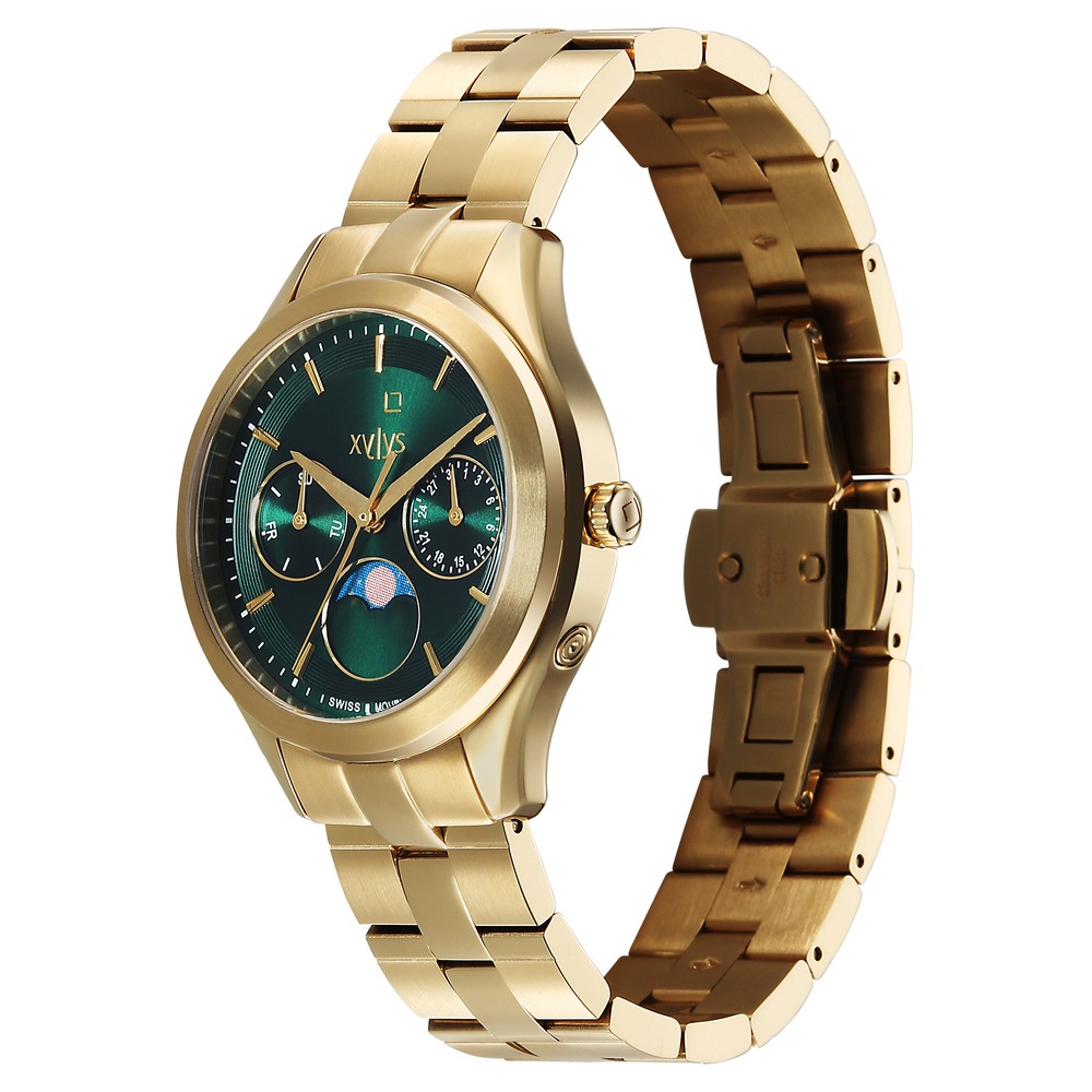 Buy Online Xylys Swiss Quartz Green Dial Golden Stainless Steel Strap ...