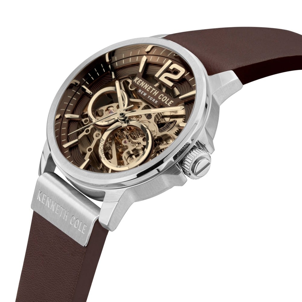 Buy Online Kenneth Cole Automatic Brown Dial Brown Leather Strap Watch ...