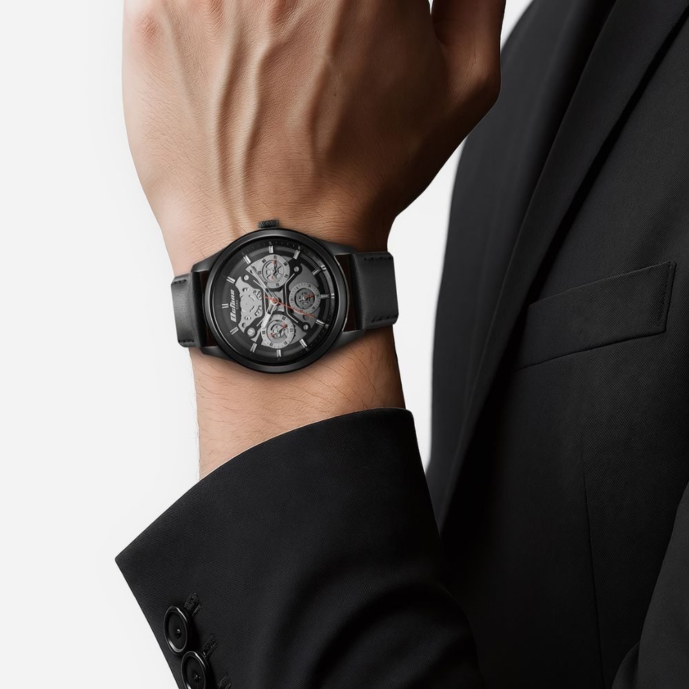 Buy Online Titan Octane Multifunction Black Dial Black Leather Strap ...