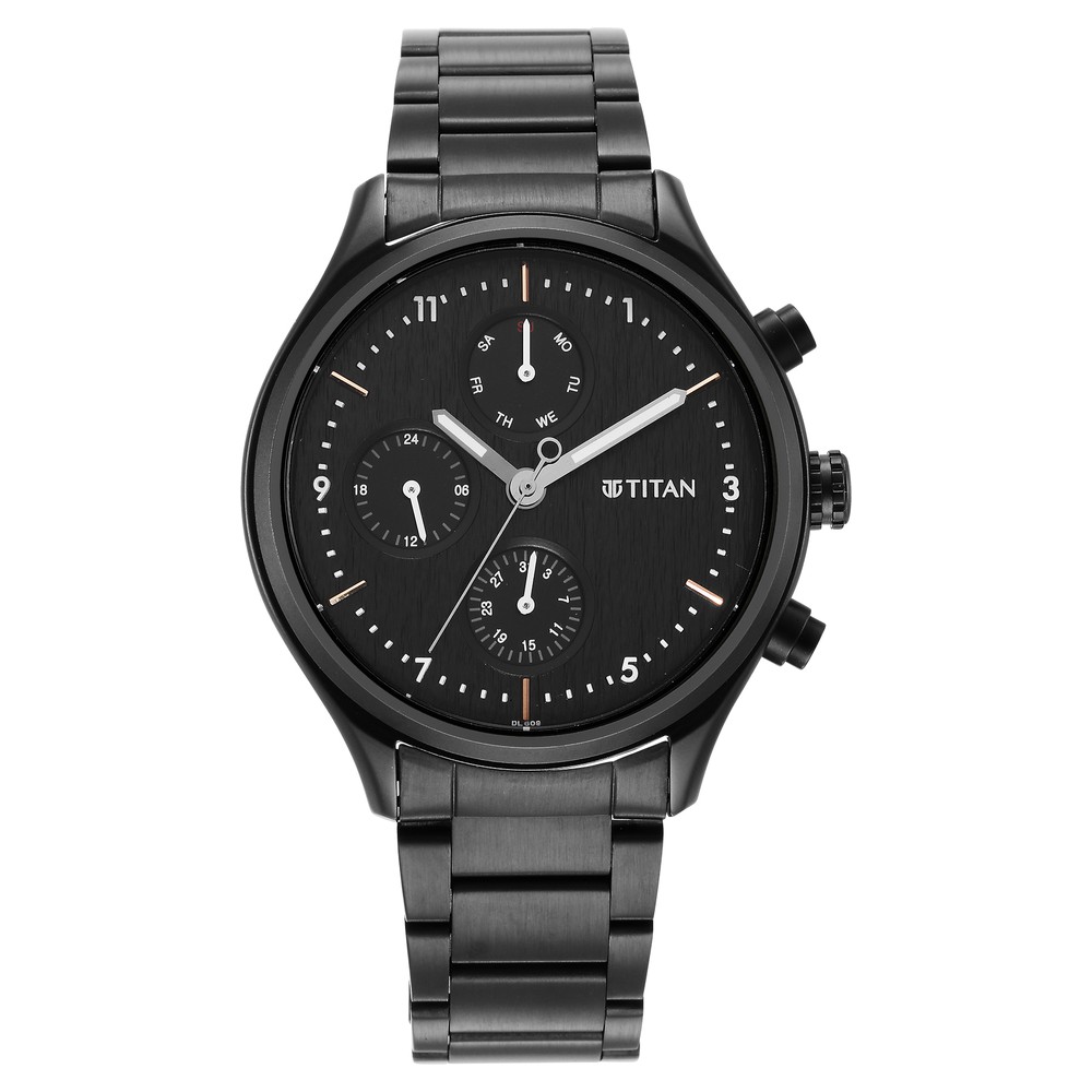 Buy Online Titan Neo Black Dial Quartz Multifunction Stainless Steel ...