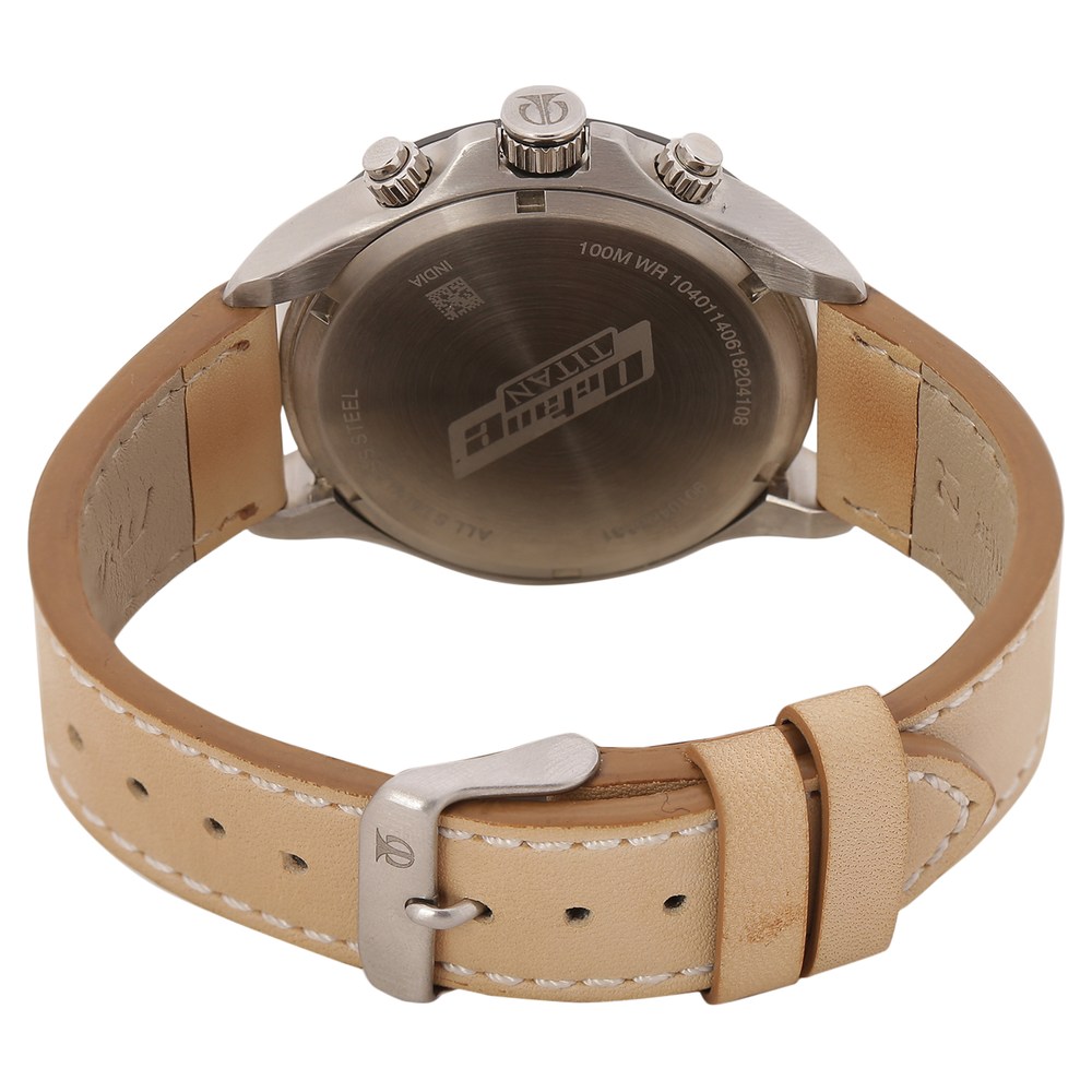 Buy Online Titan Octane White Dial Quartz Multifunction Leather Strap ...