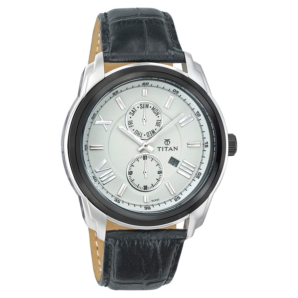 Buy Online Titan Quartz Analog with Day and Date Silver Dial Watch for ...