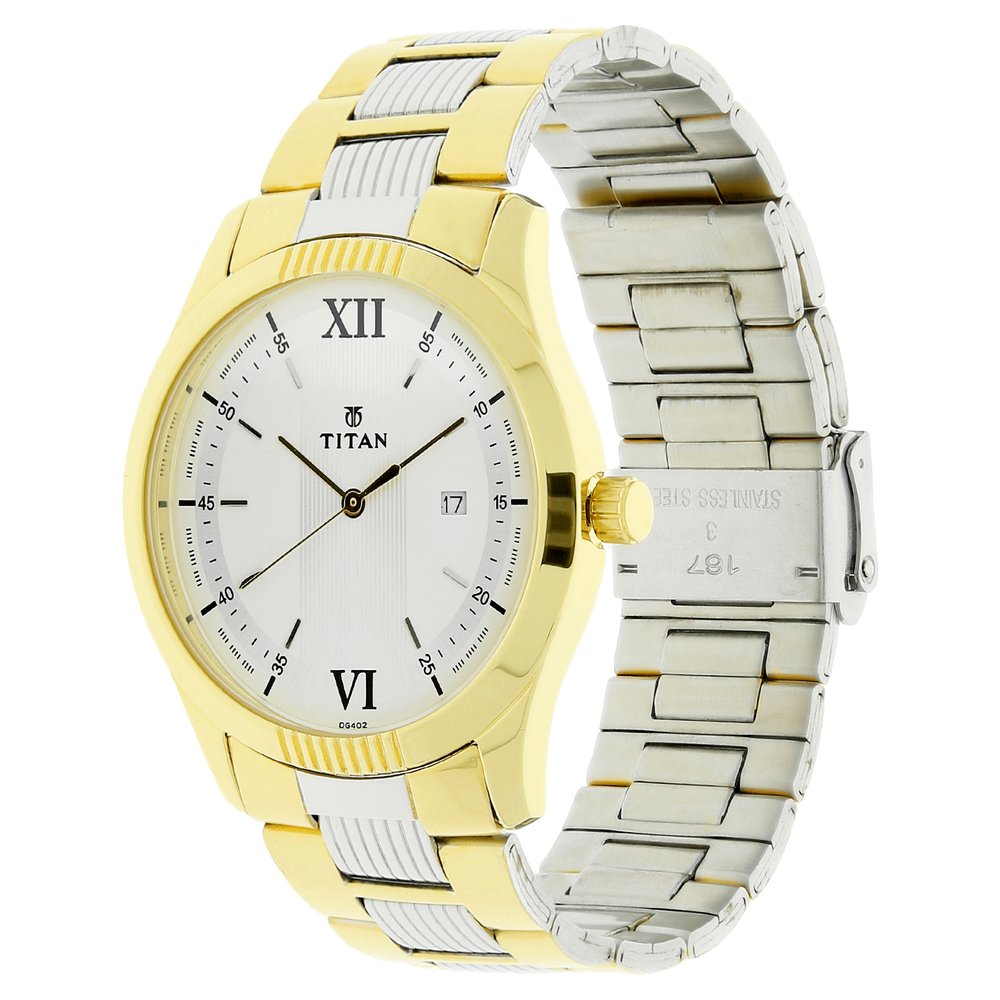 Buy Online Titan Quartz Analog White Dial Stainless Steel Strap Watch ...