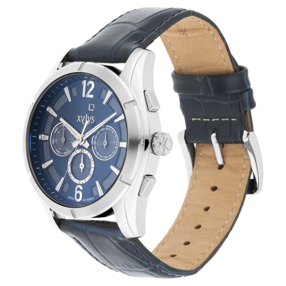 Buy Online Xylys Swiss Multifunction Blue Leather Strap Blue Dial Watch ...