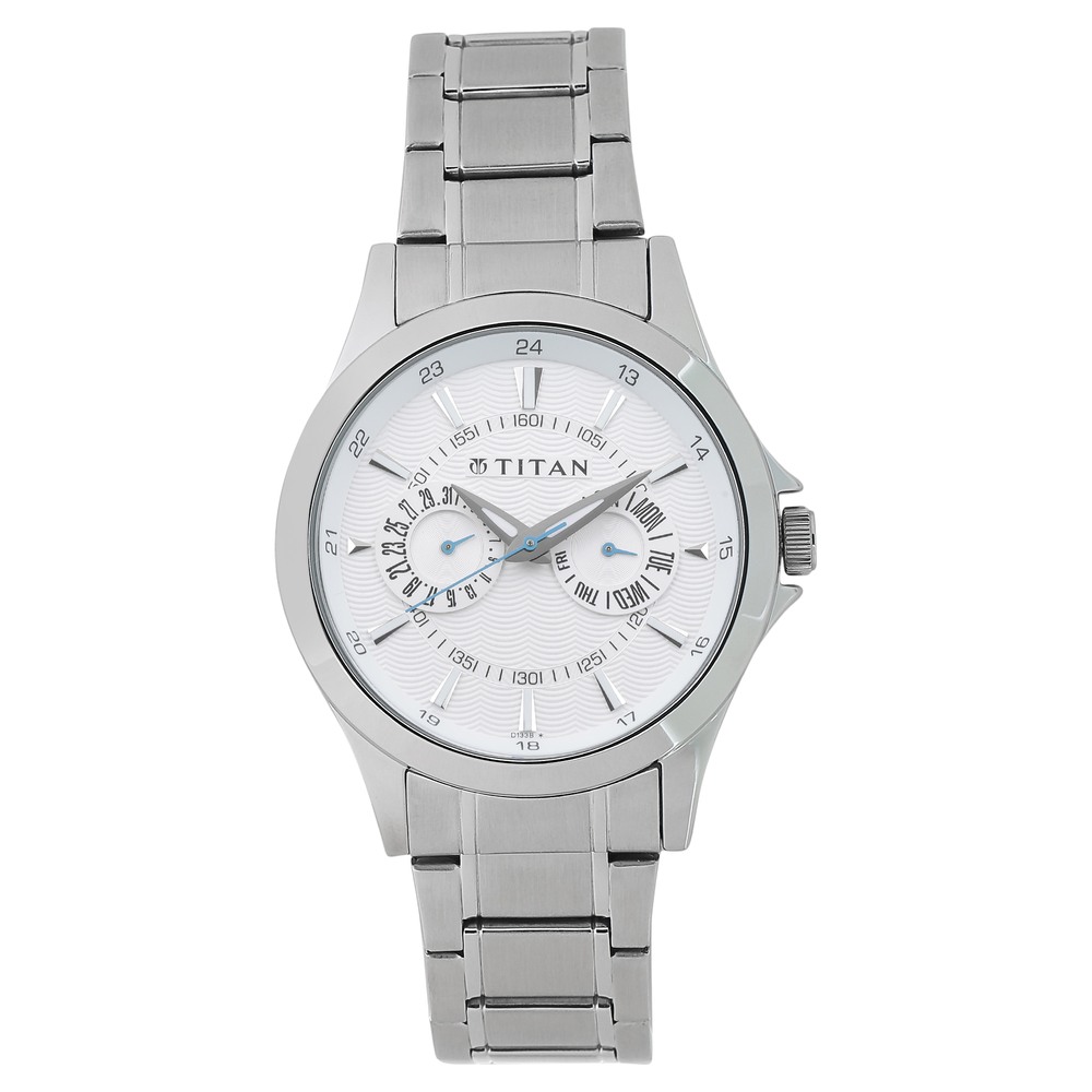 Buy Online Titan Quartz Multifunction Silver Dial Watch for Men ...