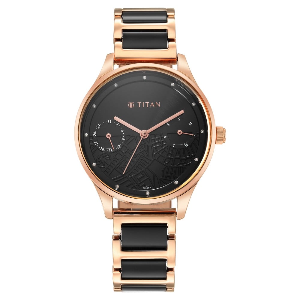 Buy Online Titan Purple Acetate Black Dial Analog with Day and Date ...
