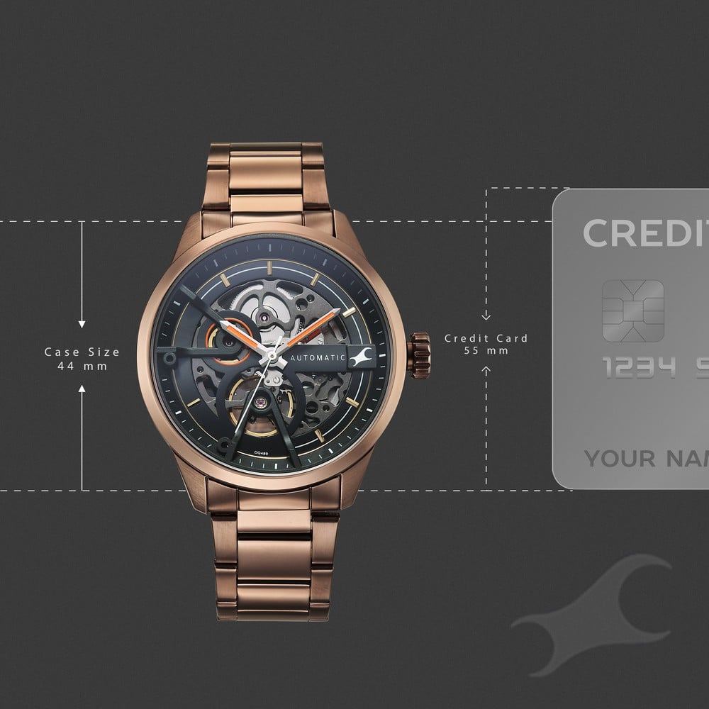 Buy Online Fastrack Automatics Black Dial Brown Metal Strap Automatic ...