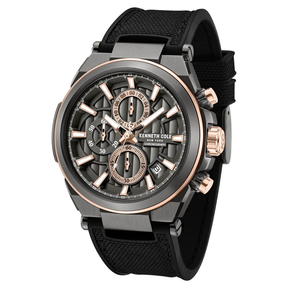 Buy Online Kenneth Cole Quartz Multifunction Grey Dial Black Colour ...