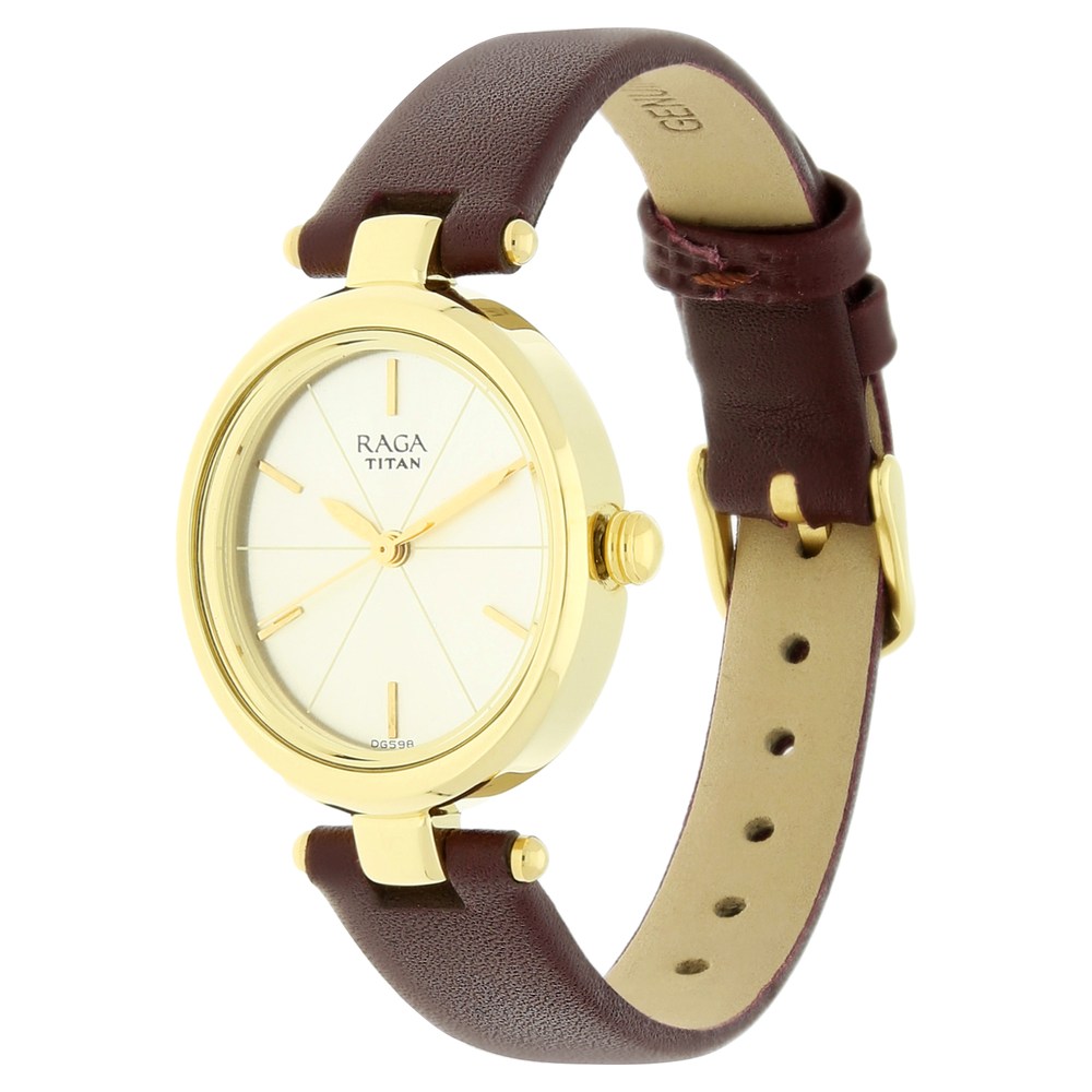 Buy Online Titan Raga Viva Champagne Dial Analog Leather Strap Watch ...