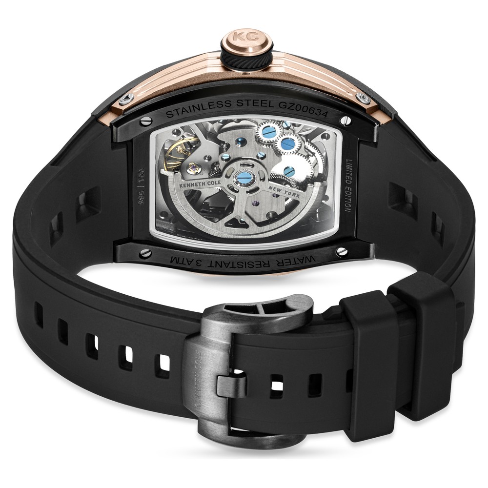 Buy Online Kenneth Cole Automatic Black Dial Silicone Strap Watch For ...