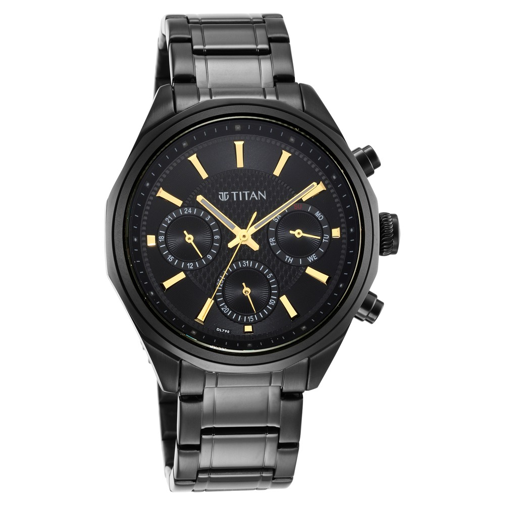 Buy Online Titan Regalia Opulent Multifunction Black Dial Black ...
