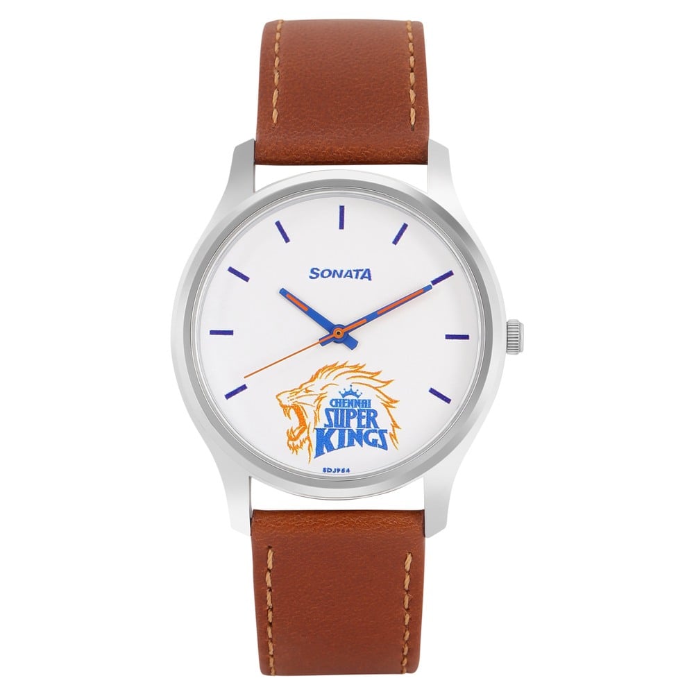 Buy Online Sonata CSK Quartz Analog White Dial Leather Strap Unisex ...