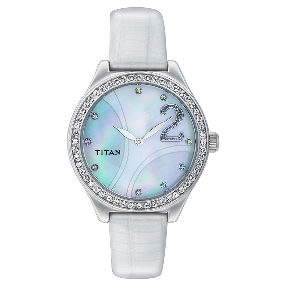 Buy Online Titan Women Analog Silver Dial Leather Strap watch ...