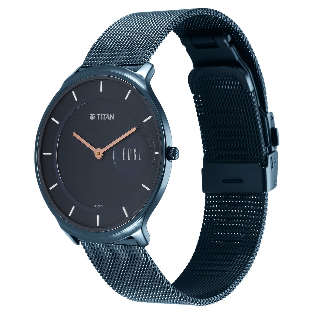 Buy Online Titan Edge Slim Stainless Steel Blue Dial Analog Watch for ...