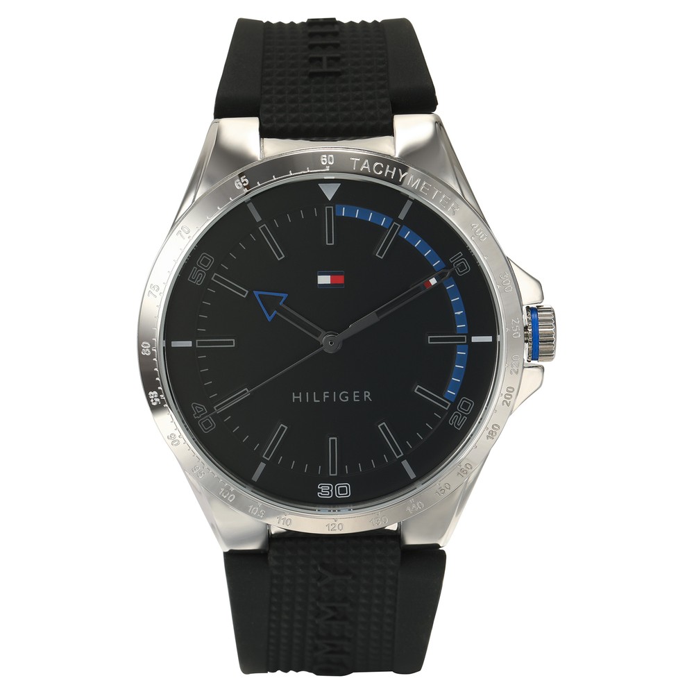 Buy Online Tommy Hilfiger Quartz Analog Black Dial Silicone Strap Watch ...