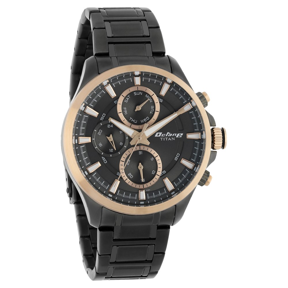 Buy Online Titan Octane Quartz Multifunction Black Dial Stainless Steel ...
