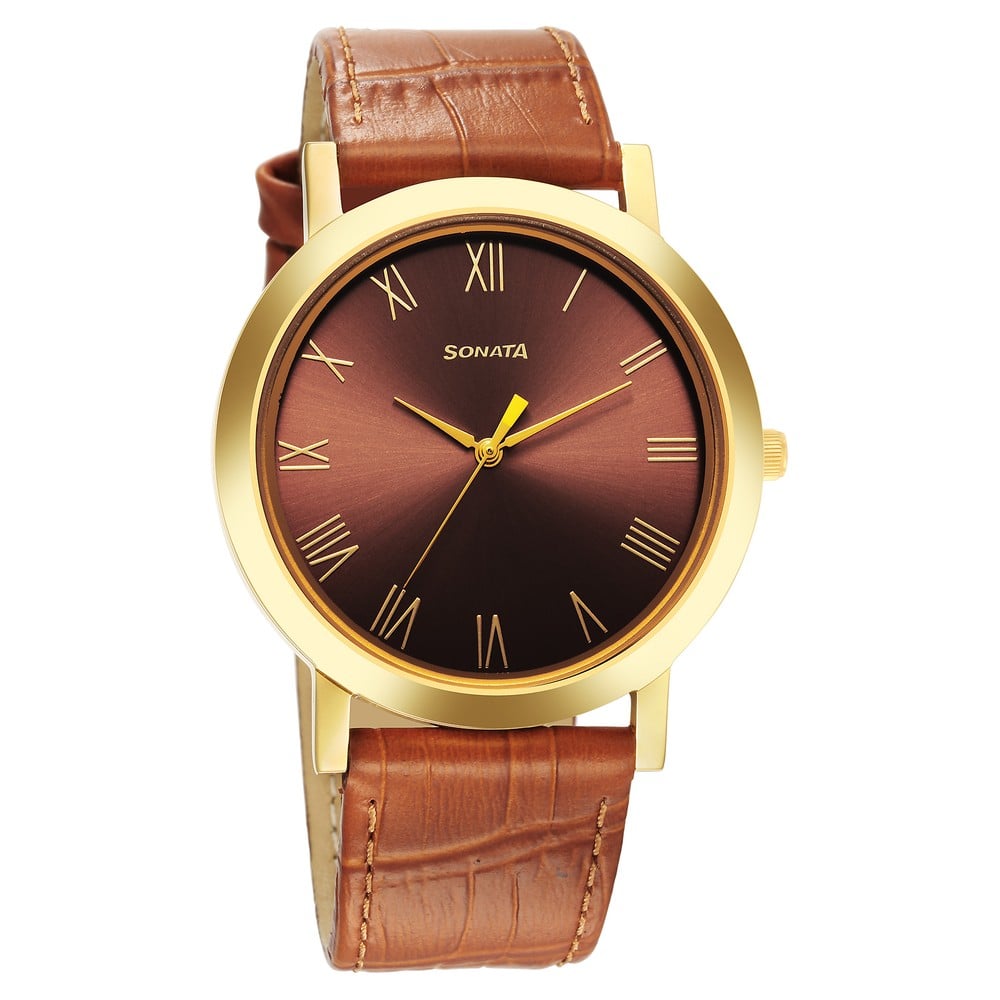 Buy Online Sonata Utsav Quartz Analog Brown Dial Watch for Men ...