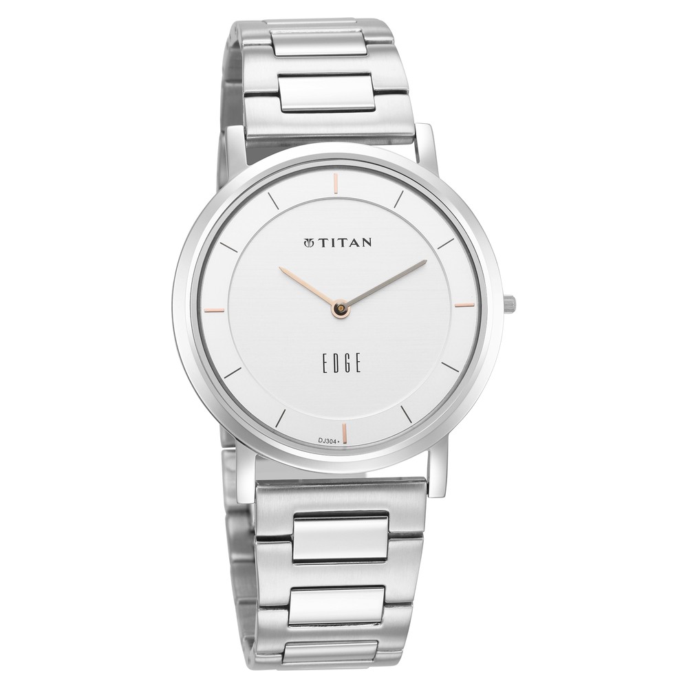 Buy Online Titan Edge Silver White Dial Analog Stainless Steel Strap ...