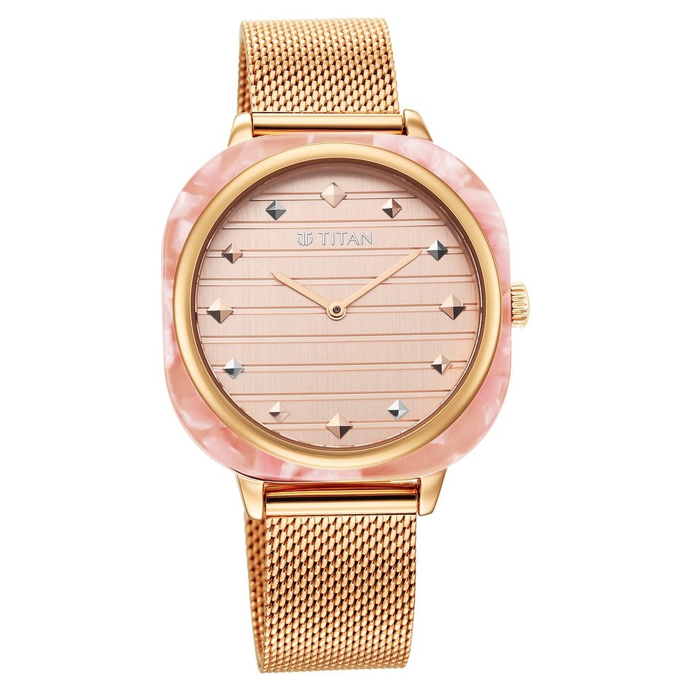 Buy Online Glitz Rose Gold Dial Stainless Steel Strap Watch for Women ...
