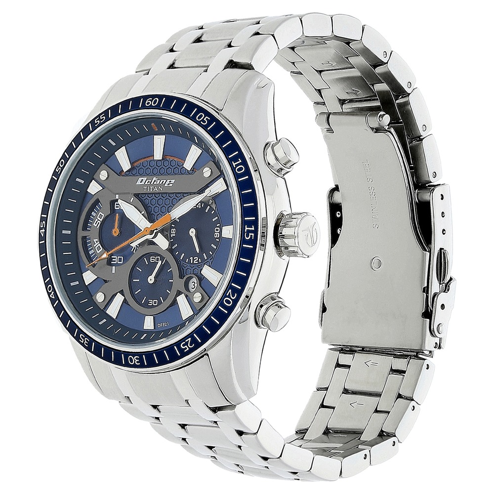 Buy Online Titan Quartz Chronograph Blue Dial Stainless Steel Strap ...
