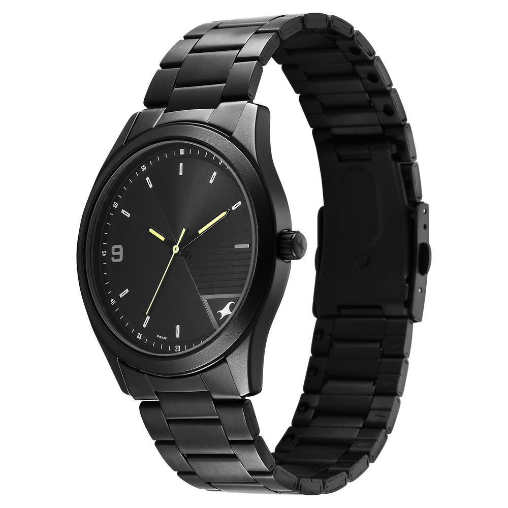 Buy Online Fastrack Stunners Quartz Analog Black Dial Black Metal Strap ...