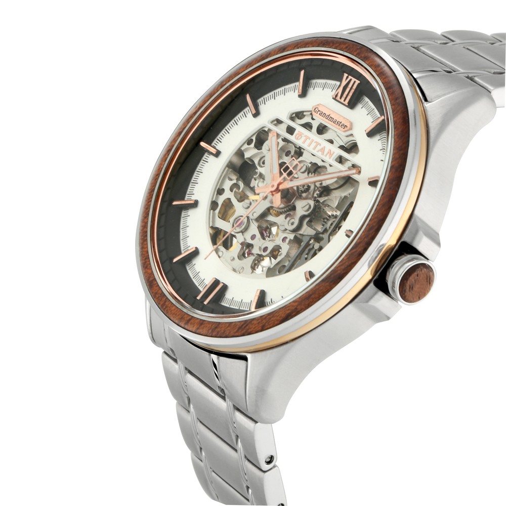 Buy Online Titan Grandmaster Silver Dial Automatic Metal Strap Watch ...