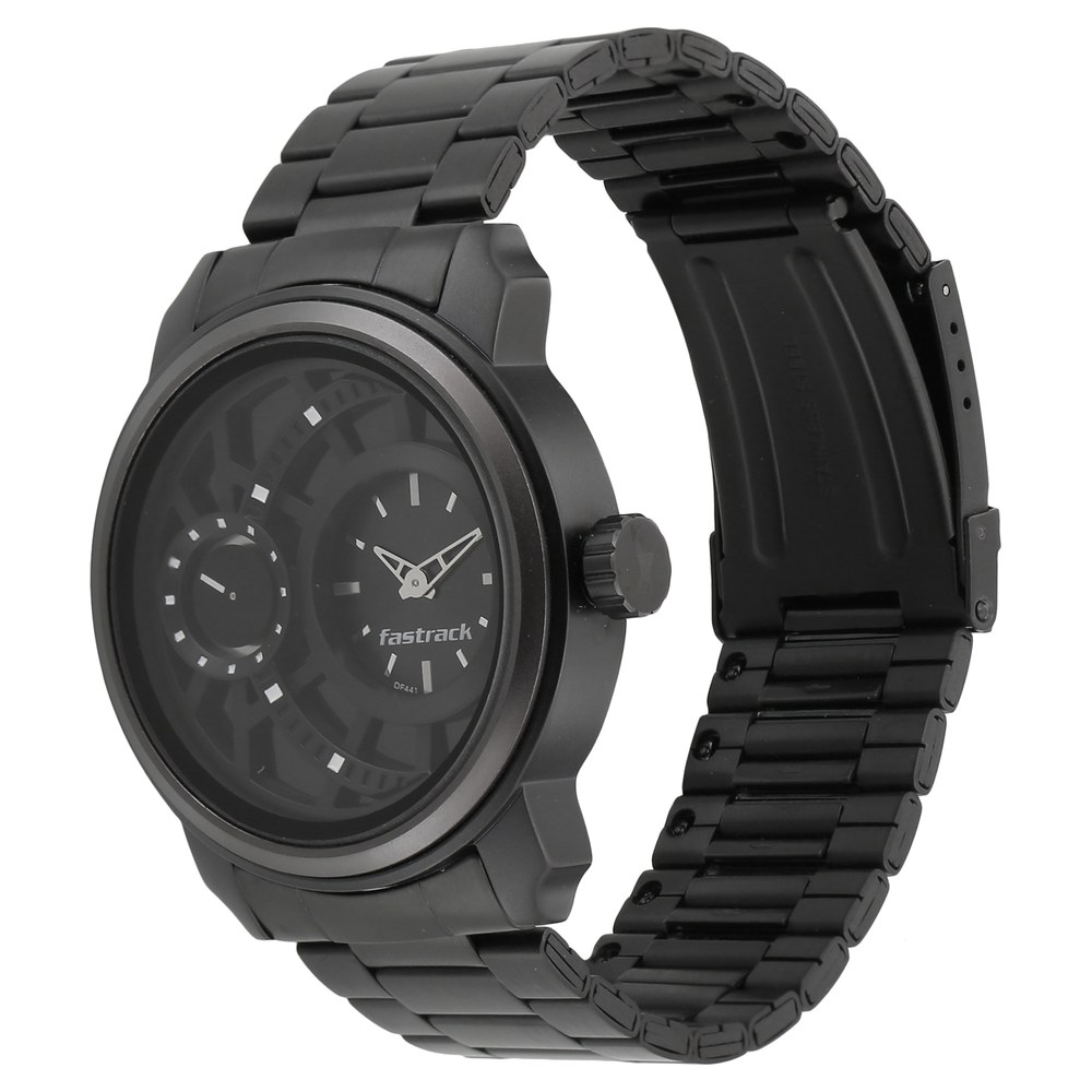 Buy Online Fastrack Quartz Analog Black Dial Stainless Steel Strap ...