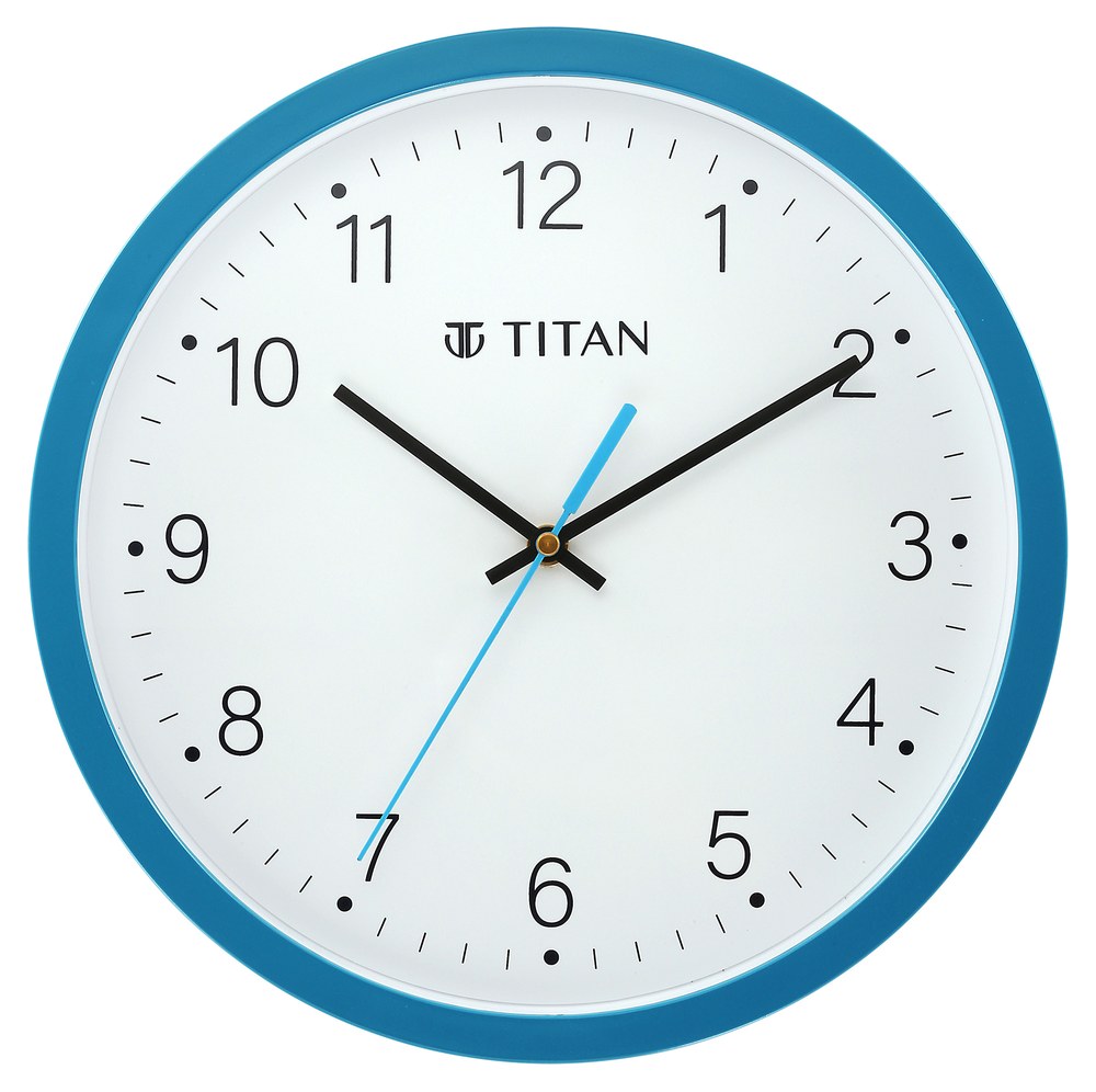 Buy Online Titan Classic Quartz Analog Blue Dial Wall Clock With Silent ...
