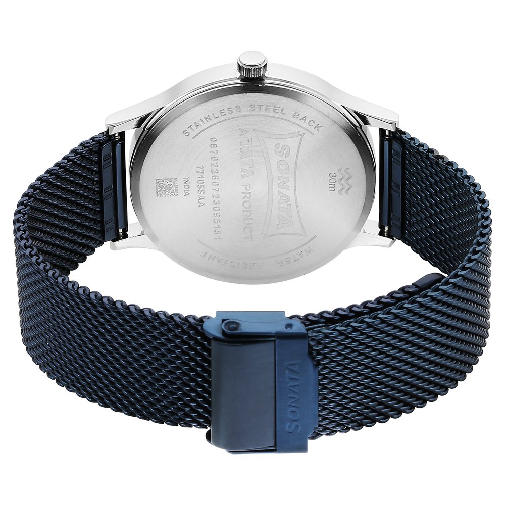 Buy Online Sonata Blues Quartz Analog Blue Dial Metal Strap Watch for ...