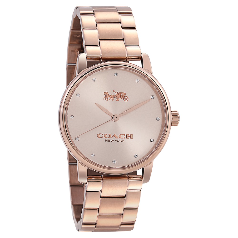 Buy Online Coach Quartz Analog Rose Gold Dial Stainless Steel Strap ...