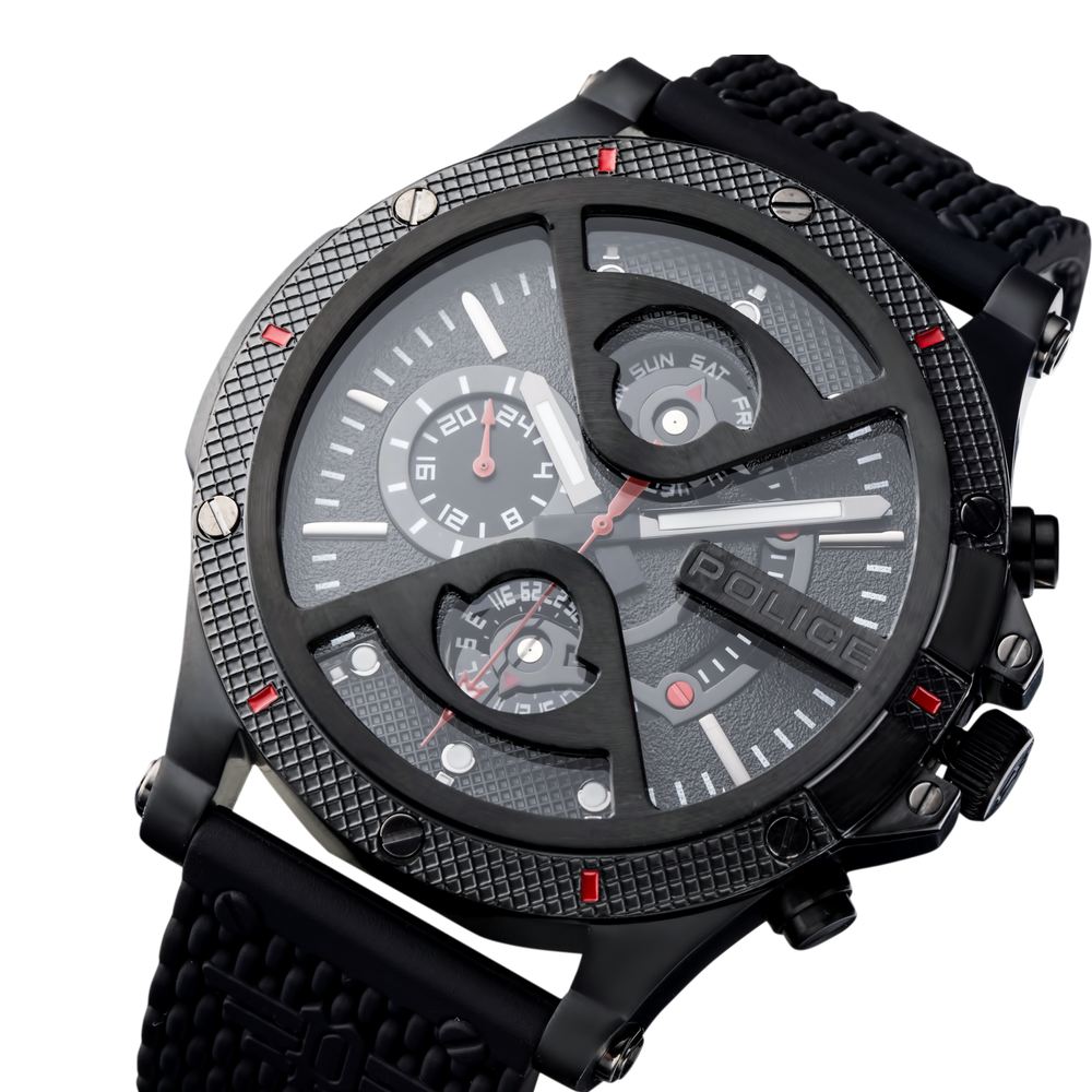 Buy Online Police Quartz Multifunction Black Dial Silicone Strap Watch ...