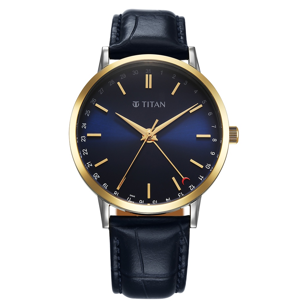 Buy Online Titan Elegance Analog with Date by Hand and Blue Dial Blue ...