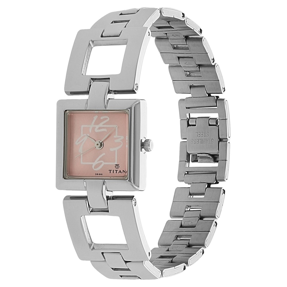 Buy Online Titan Quartz Analog Pink Dial Stainless Steel Strap Watch ...