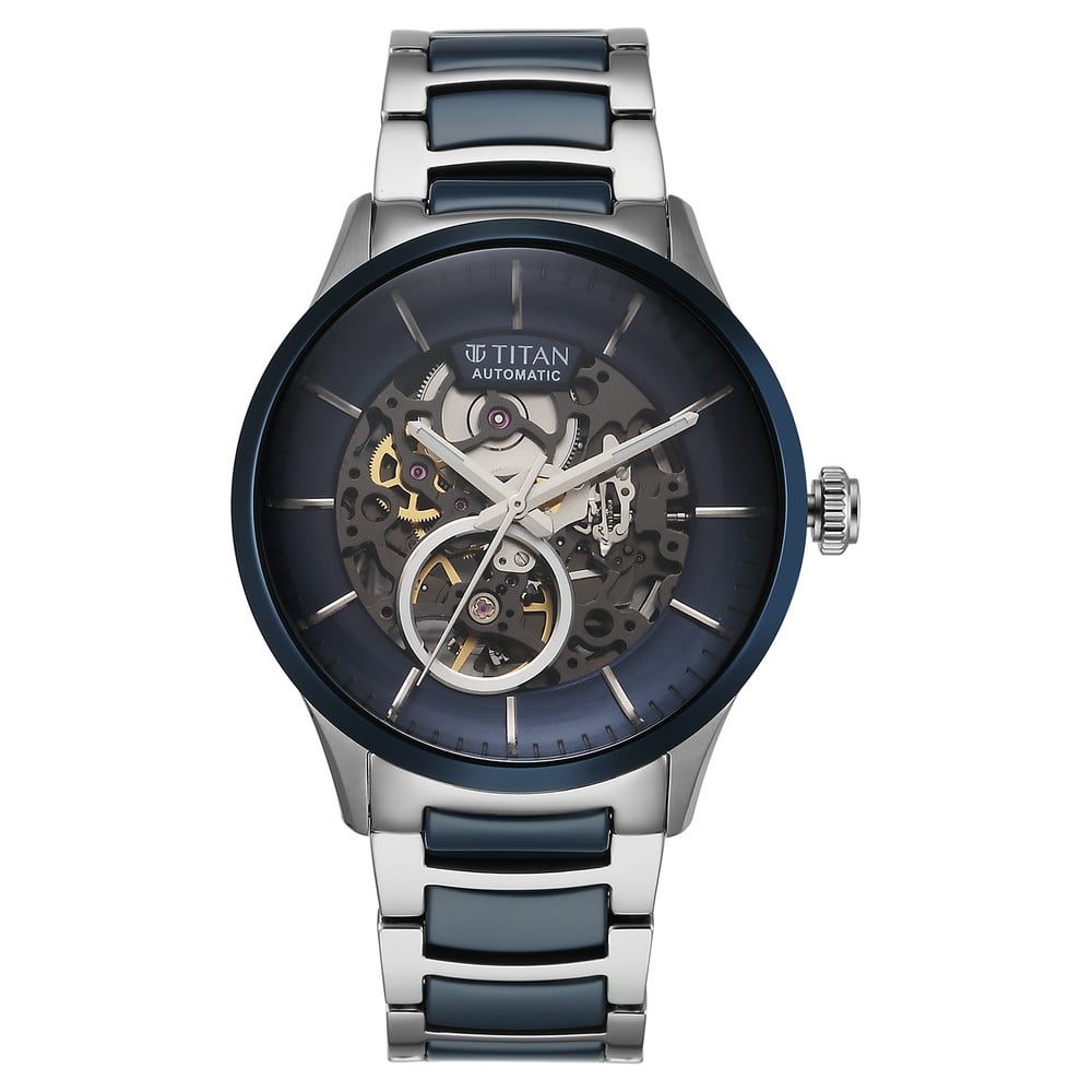Buy Online Titan Ceramic Fusion Automatic Blue Dial Silver Dual-Toned ...