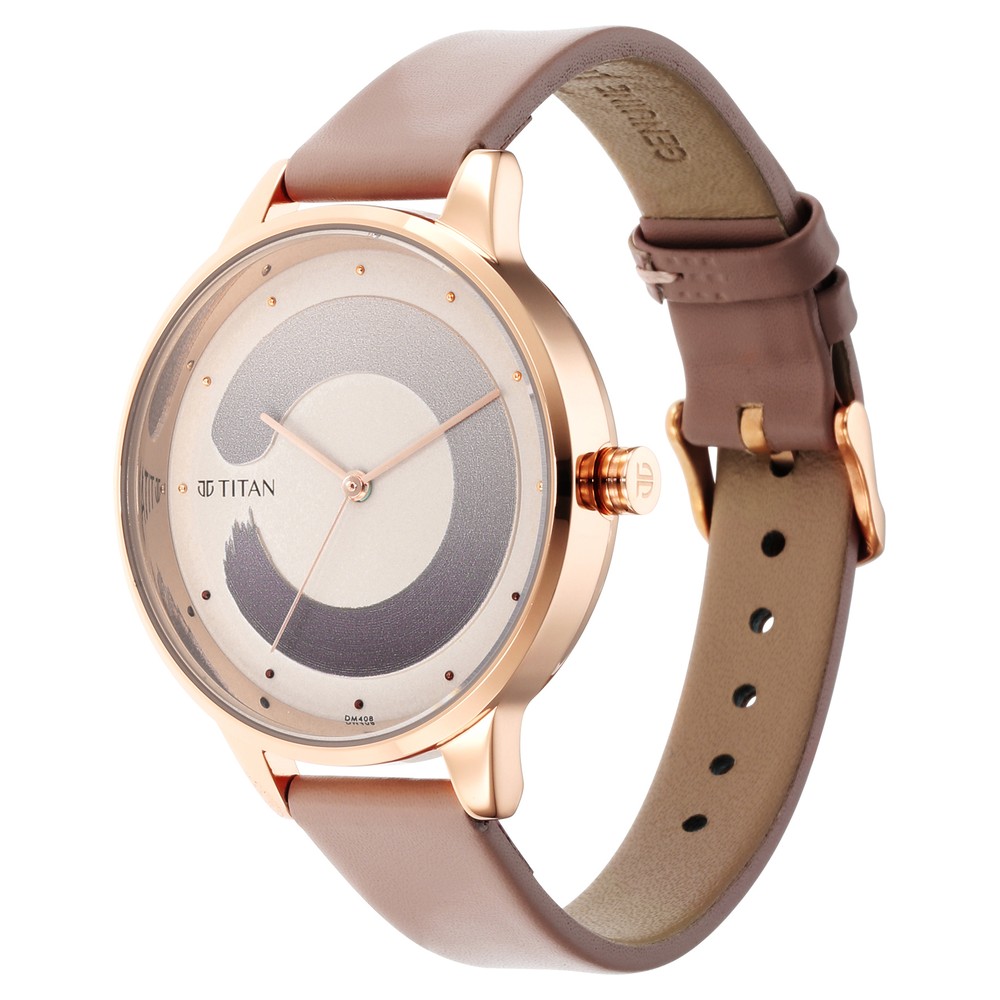 Buy Online Titan Purple Glam It Up Rose Gold Dial Analog Leather Strap ...