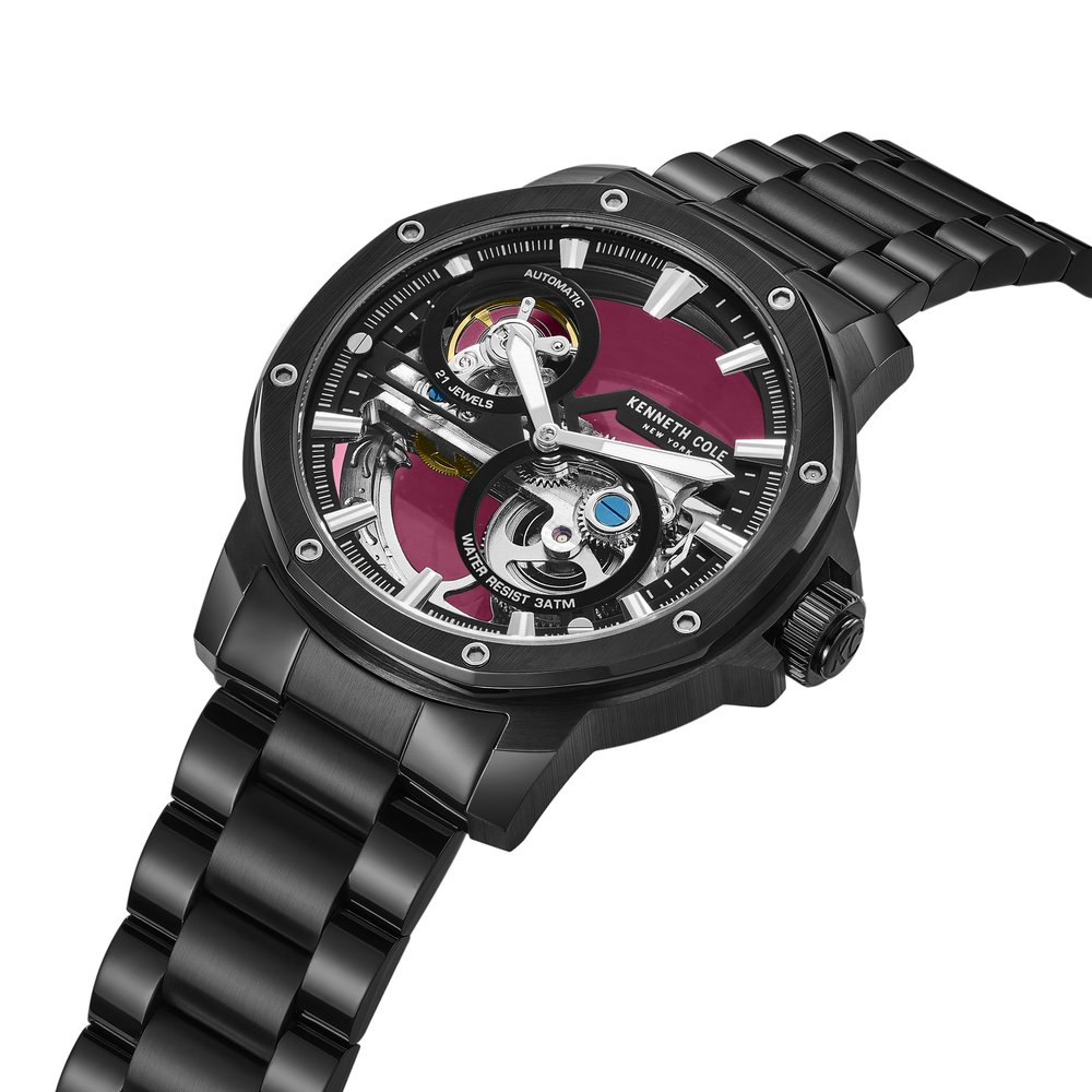 Buy Online Kenneth Cole Automatic Red Dial Stainless Steel Strap Watch ...