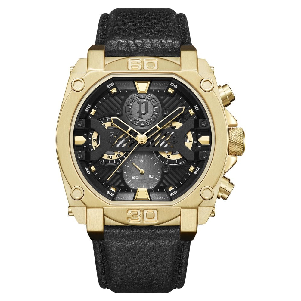 Buy Online Police Quartz Multifunction Grey Dial Leather Strap Watch ...