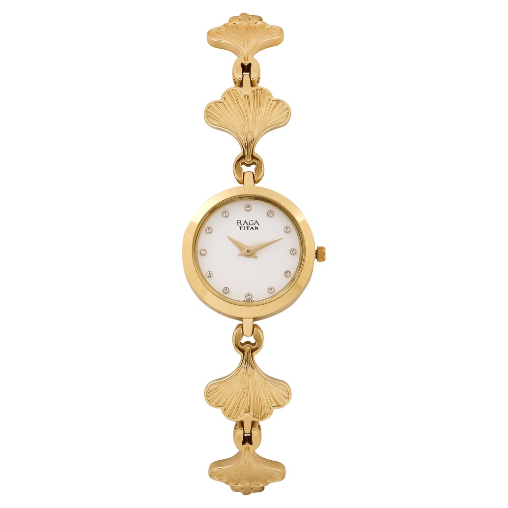 Buy Online Titan Raga Foliage White Dial Analog Metal Strap Watch for ...