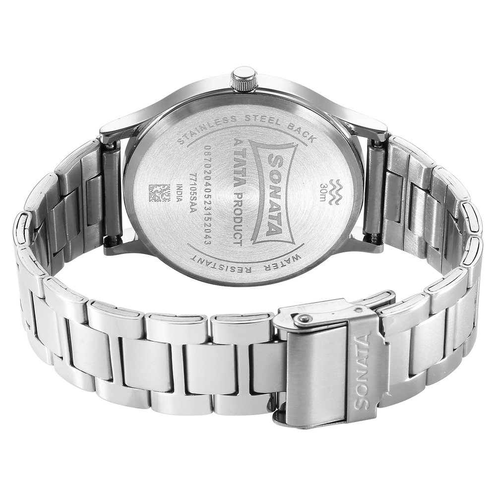 Buy Online Sonata Aspire Quartz Analog Black Dial Stainless Steel Strap ...