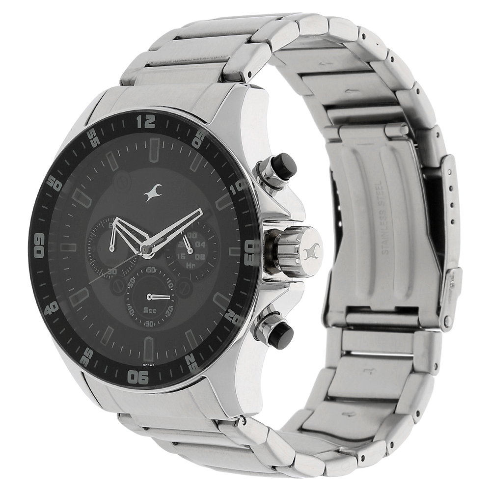 Buy Online Fastrack Big Time Quartz Chronograph Black Dial Stainless ...
