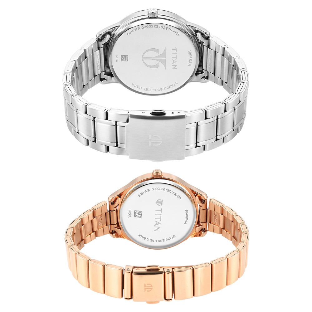 Buy Online Titan Bandhan White Dial Analog Date Stainless Steel Strap ...