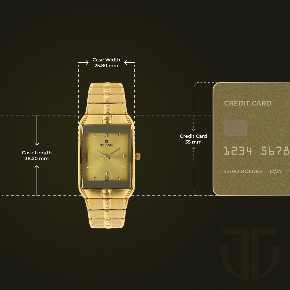 Buy Online Titan Golden Dial Analog with DateMetal Strap watch for Men ...