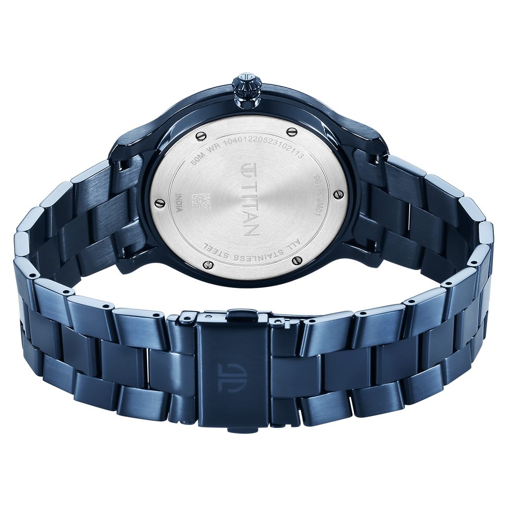 Buy Online Titan Classic Distincta Blue Dial Analog with Date Stainless ...