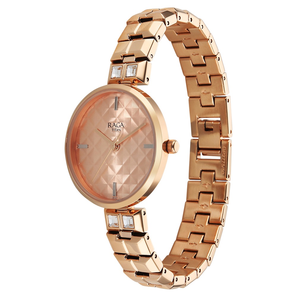 Buy Online Titan Raga Contempore Quartz Analog Rose Gold Dial Metal ...
